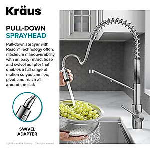 KRAUS Oletto 2-in-1 Commercial Style Pull-Down Single Handle Water Filter Kitchen Faucet for Reverse Osmosis or Water Filtration System in Spot-Free Antique Champagne Bronze, KFF-2631SFACB