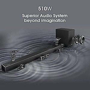 Hisense U5120GW+ 7.1.2ch Premium Sound Bar with Wireless Subwoofer, 570W, Hi-Res Audio, 4K HDR Pass Thru, Bluetooth 4.2, WiFi, Type-C, HDMI, 7 EQ Modes, Airplay, Alexa Compatibility