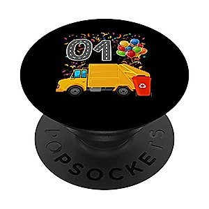 Happy O1 Birthday Rear Loader Garbage Truck PopSockets Swappable PopGrip