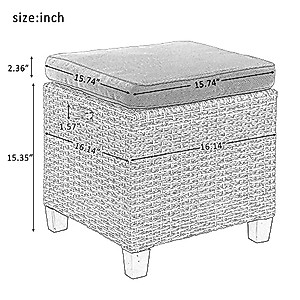 FZZDP 5 Pcs Outdoor Conversation Set Patio Furniture Set All Weather Wicker Sectional Couch Sofa Dining Table Chair w/Ottoman&Pillow (Color : D)