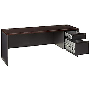 HON 38000 Series Right Pedestal Credenza, 72w x 24d x 29-1/2h, Mahogany/Charcoal