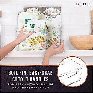 BINO | Plastic Storage Bins, Medium - 2 Pack | THE LUCID COLLECTION | Multi-Use Organizer Bins | Built-In Handles | BPA-Free | Clear Storage Containers | Fridge Organizer | Pantry & Home Organization