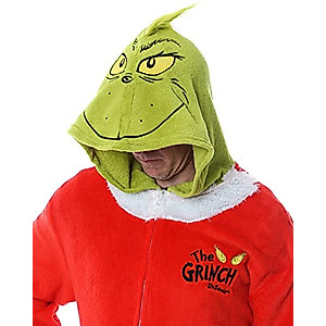 MJC International Mens The Grinch Santa Hooded Costume Union Suit One-Piece Pajama (Small) Multicolor