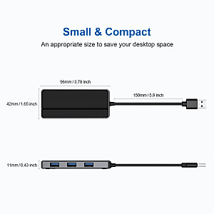 GARMESE USB Hub,4-Port USB 3.0 Hub High Speed Ultra-Slim Data USB Hub Multiport Expander with Charging Port for Chromebook, PC, USB Flash Drive, Mouse, Keyboard