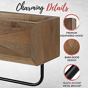 Autumn Alley Rustic Farmhouse Bathroom Shelves Wall Mounted – Industrial Floating Shelves for Bathroom with Towel Bar – Stunning Inlaid Wood Design, Above Toilet Shelves Rustic Towel Rack