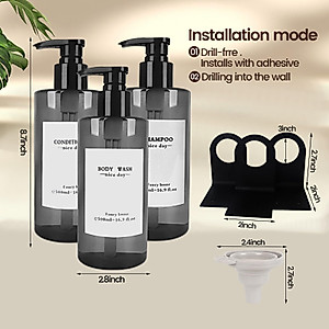 Shampoo and Conditioner Dispenser Shower Soap Dispenser Drill Free Shampoo Dispenser for Shower Wall Shampoo Holder for Shower Wall Shower Soap Dispenser 3 Chamber .16.9fl.oz