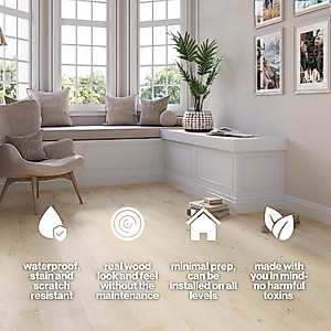 Lucida Surfaces Luxury Vinyl Flooring | Interlocking Flooring for DIY Installation | 10 Wood-Look Planks | CliCore | 24.5 Sq. Feet (10, NaturalOak, 10 Planks)