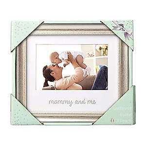 Lil Peach Mommy and Me Photo Frame, Newborn Baby Keepsake, Mother's Day Gifts, Gender-Neutral Nursery Decor, 4" x 6" Photo Insert, Silver