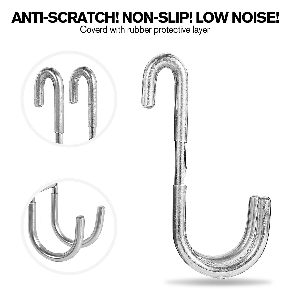 Dlilise Shower Door Hooks for Framed Glass Door, Towel Hooks Over Wide Framed & Frameless Glass Door, Towels Hanger for Bathroom, Both End Can be Used, Suit Rozer Robes Loofahs Shavers, 2-Pack Silver