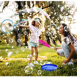 Roberly Bubble Wands Set Toys Big Giant Large Bubbles Wand Toy Sets with Tray Bulk Funny Bubble Making Maker for Kids Adult Summer Outdoor Playtime Activity Party Favors Gifts Birthday Games