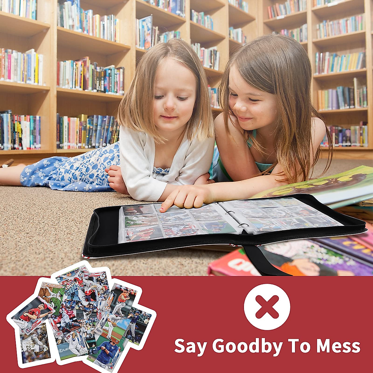 GEAGMAGC Baseball Card Binder with Sleeves 900 Pockets, Gifts for Baseball Card Collectors, Trading Card Holder Compatible with Topps Card, 50 Sleeves Card Album Card Storage Organizer