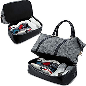 CAMTOP Weekender Travel Bag for Women Ladies Overnight Carry On Tote Duffel Bag with Luggage Sleeve and Shoes Compartment (A-Gray)