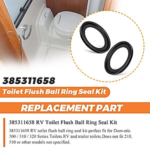 Beaquicy 2PCS 385311658 RV Toilet Seal, Flush Ball Seal Kit - Replacement for Dometic 300/310/320 Toilet Seal Gasket Kit Camper Trailer Toilets, Solve The Leakage Problem