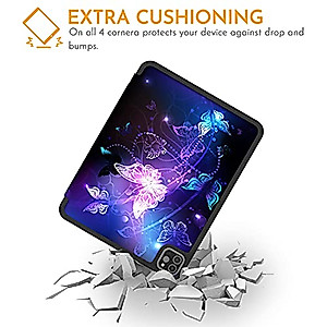 Hepix iPad Pro 11 inch Case 2022/2021/2020/2018 Purple Butterfly, Case for iPad Pro 11 4th/3rd/2nd/1st Gen with Pencil Holder, Trifold iPad Pro 11 Cover, Wireless Charging, Butterflies Space
