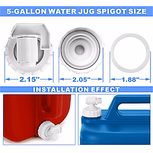 5-Gallon Water Jug Spigot, Water Carrier Jug Replacement Faucet Assy Kit. Compatible with Coleman 5 Gallon Water Carrier Model 5620 Blue 5-Gallon Chiller. Easy replacement Durable 5-Gallon Faucet Assy