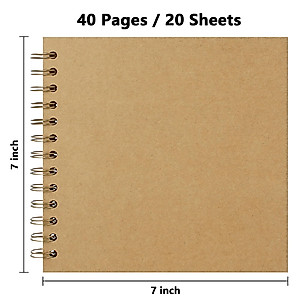 Hiwhy Scrapbook 7x7 Inch DIY Scrapbook Album Hardcover Kraft Paper Scrap Book Photo Albums 20 Sheets Memory Book for Family, Wedding