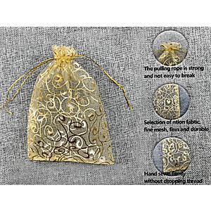 Wedding Favors Small Gift Bags, 100pcs 2.8x3.6 Inch (7x9cm) Gold Organza Bags for Party Favor Bags Small Business Candy Bags Mesh Bag (Gold, 2.8''x3.6'')