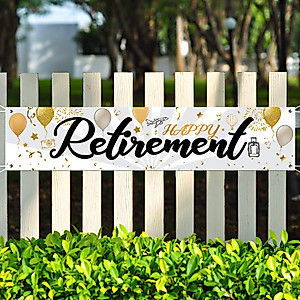 Retirement Banner Horizontal Large Retirement Sign Banner Fabric Retirement Yard Sign Backdrop for Retirement Party Photo Booth, 72.8 x 15.7 Inch
