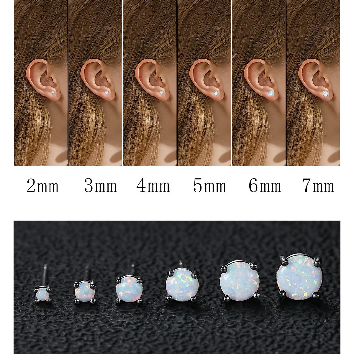 Opal Stud Earrings for Women Hypoallergenic 925 Sterling Silver Post Stud Earrings Sets for Multiple Piercing Jewelry Gift