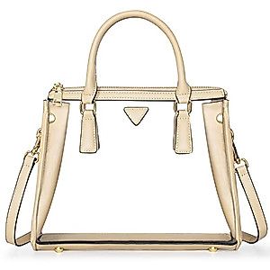 Joryin Clear Bag for Women Clear Bags Stadium Approved Clear Tote Bag with Zipper Crossbody Bag Clear Purse Fashion Satchel Bag Handbag Transparent Bag Warm Beige