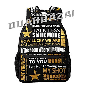 DUAHUAZAI Kid'S Backpack Hamilton-Drama School Bag For Teens Boys Women Laptop Daypack Hiking Waterproof Book Bags