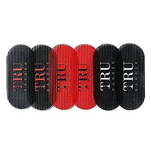 TRU BARBER HAIR GRIPPERS ® 3 COLORS BUNDLE PACK 6 PCS for Men and Women - Salon and Barber, Hair Clips for Styling, Hair holder Grips (Black/Red/Black)
