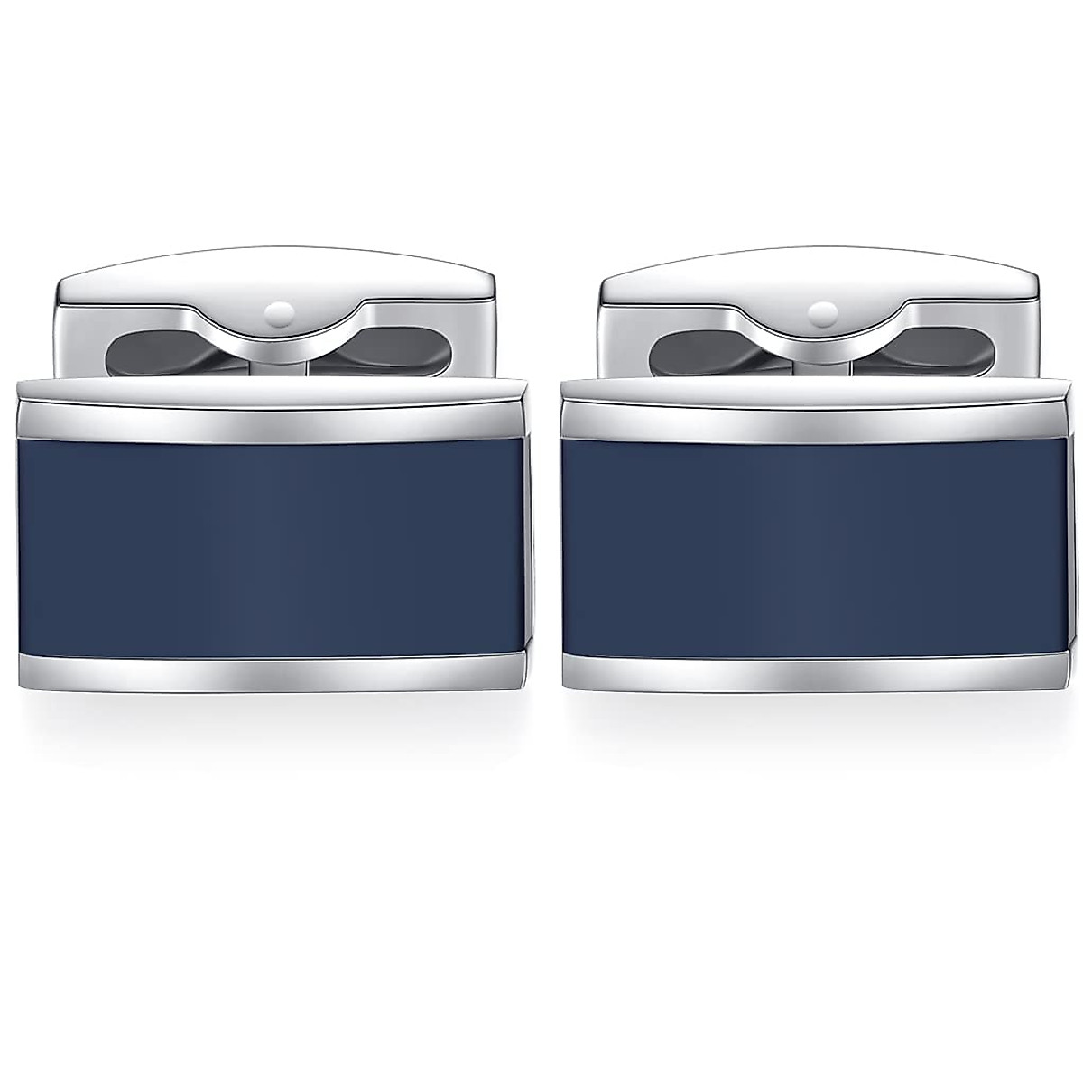 HONEY BEAR Cufflinks Mens Shirt Rectangle Stainless Steel Business Wedding Gift Navy Blue