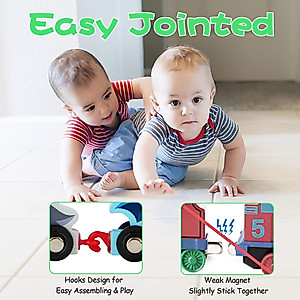 Toddler Dino Train Toys Dinosaur Number Train Set, Montessori Wooden Number Learning Cars with Handheld Balance Gift for Boys Girls, fit with Major Brands Wooden Tracks…