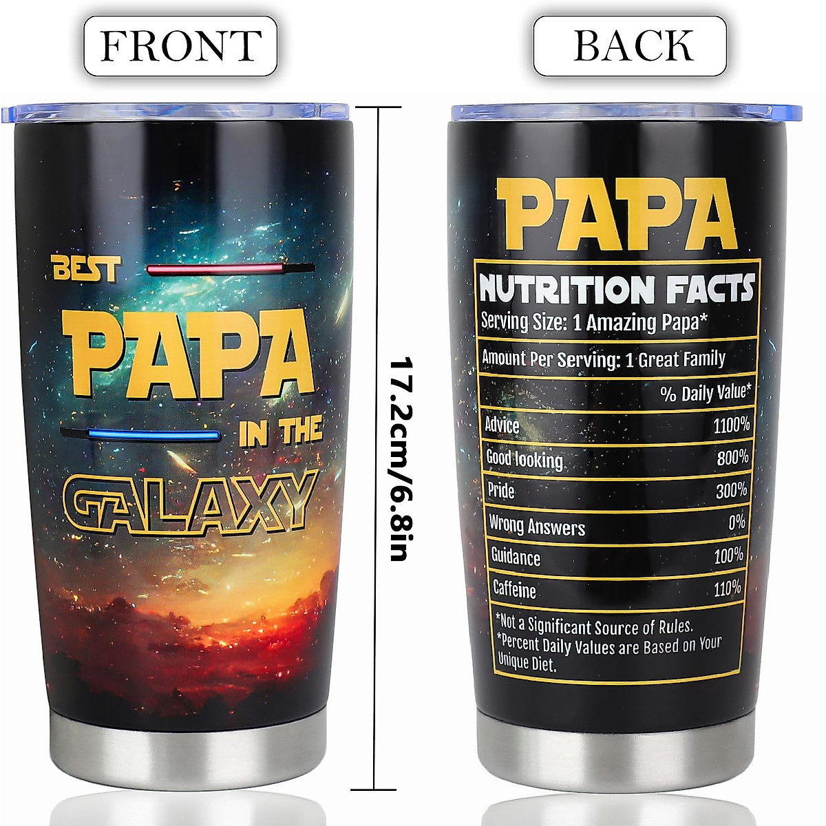 DECZHIYU Gifts for Papa from Grandkids - Papa Gifts for Birthday Fathers Day Valentines Day Christmas - Romantic Anniversary Wedding Gift for Him Men - Best Dad Gift from Daughter Son -20oz Tumbler