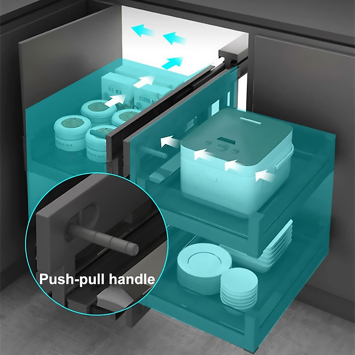 FYFUSATC Kitchen Blind Corner Pull Out Shelf Stainless Steel Bottom Plate Spice Rack Heavy Duty Cabinet Pull Out Storage Organizer Cans, Jars, Canisters, Pots, Pans, for Cabinet of ≥ 15 Inch Opening
