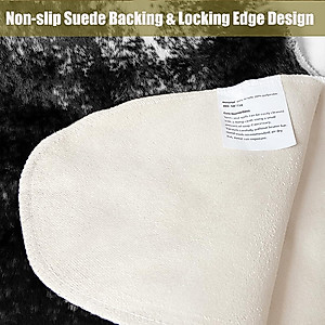 Faux Fur Cowhide Area Rugs 5.6x7.3, Large Size Jacquard Weave Animal Printed Carpets for Bedroom Living Room Rustic Western Home Decor, No Shedding and No Fading