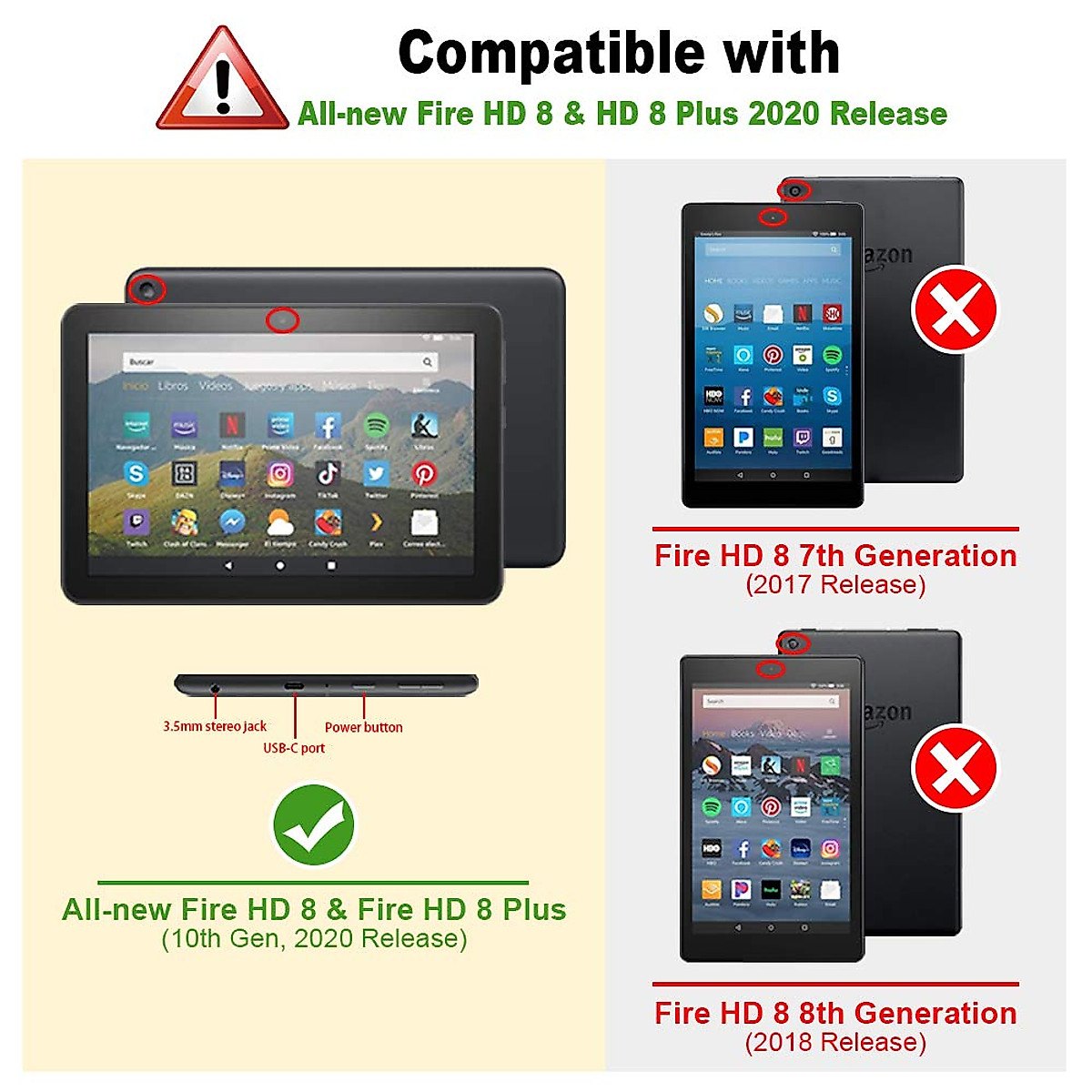 Fintie Case for All-New Amazon Fire HD 8 and Fire HD 8 Plus Tablet (10th Generation, 2020 Release) - [Flex Stand] Premium Vegan Leather Multi-Angle Folio Cover with Auto Sleep Wake, Shades of Blue