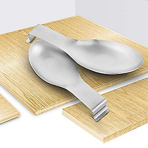 2 Pack Stainless Steel Spoon Rest, findTop Kitchen Spoon Utensils Ladle Holder for Stove Top, 3.8 x 9.4 Inch