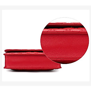 Vintage Leather Shoulder Bag Women's Crossbody Tote - Red