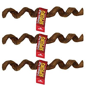 Bark & Harvest Beef Collagen Puff Spring Dog Treat Large | All Natural & Long Lasting | Bully Sticks & Rawhide Alternative Dog Chew | Support Healthy Joints, Skin & Coat | 12" Chew | Pack of 3