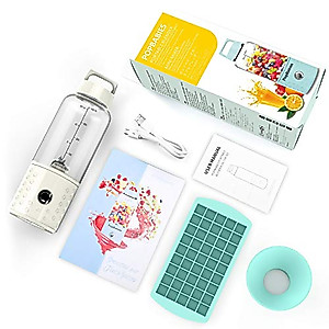Portable Blender, PopBabies Blender for Shakes and Smoothies with rechargeable USB blender Cup, Smoothie Blender to go Ivory White updated version