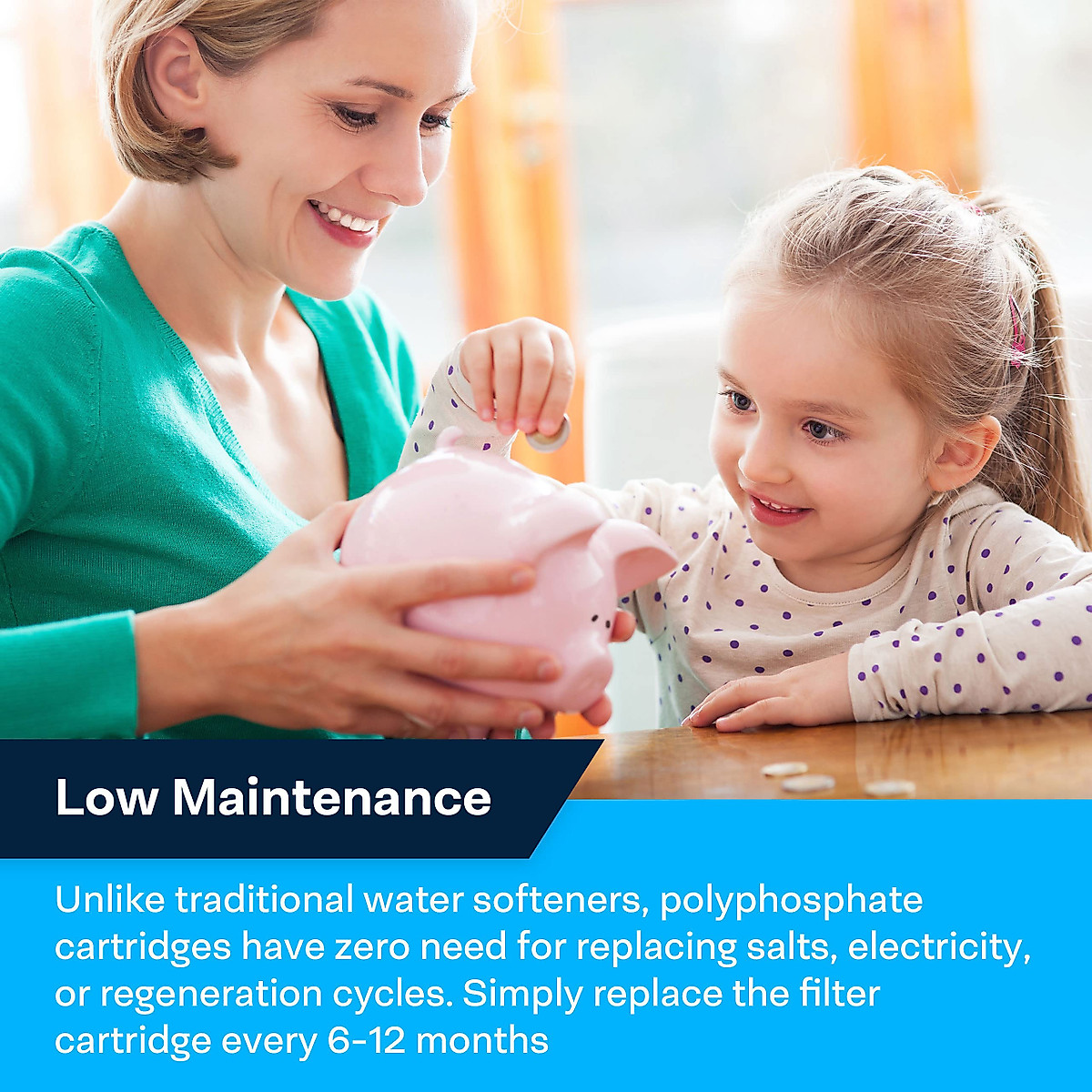 SpiroPure 10x2.5 Polyphosphate Water Filter, Anti-Scale Filter 10 Inch, Hard Water Filter, Scale Inhibitor, Salt Free Water Softener for Shower, Sink, & Whole House