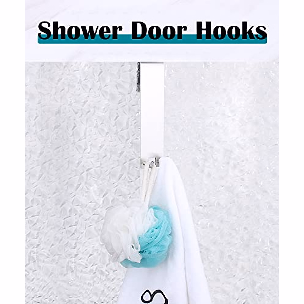 BOSHAn 2Pcs Stainless Steel Long Hook,Hook Behind The Door,Simple No-Perforation Double Hook,Towel Coat Bathrobe Hook Rack,Suitable for Bathroom,Kitchen,Partition Door (2, Silver)