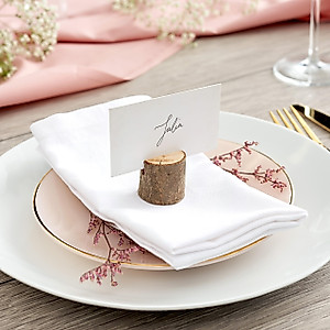 THE TWIDDLERS 50 Rustic Wood Place Card Holders with 50 White Table Name Cards 3.5 x 2 - Reserved Seating for Wedding, Party Buffet, Banquet, Dinner, Food Labels