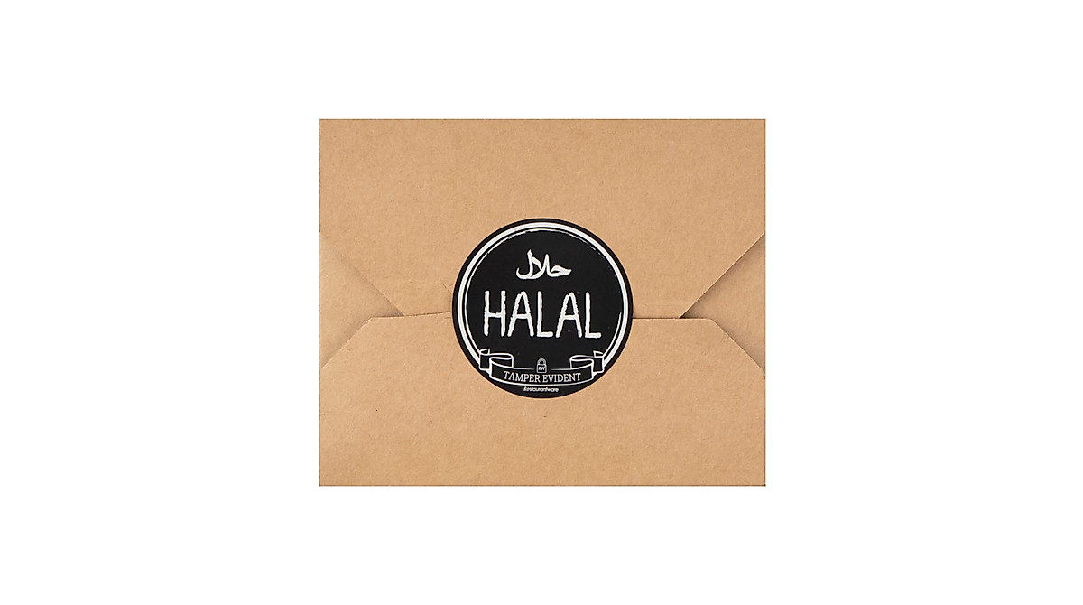 Tamper-Evident Halal Stickers | 2-Inch Chalkboard Design Labels