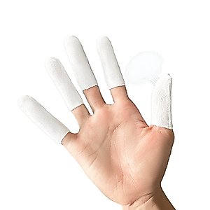 Zxfuture Pack of 100 Cotton Finger cots Protect Fingers Comfortable and Breathable, Absorb Sweat，Cloth Finger cot