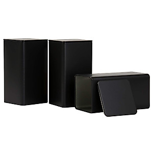 Tianhui Square Tin Can Empty Cube Steel Box Storage Container kit 65mm Series for Treats, Gifts, Favors, Loose Tea, Coffee and Crafts, Black, 3L