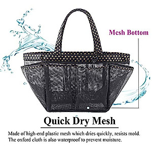 Haundry Mesh Shower Caddy Basket, Large College Dorm Bathroom Caddy Organizer with Key Hook and Oxford Handles, 8 Pockets, Hanging Portable Tote Bag for Camp Gym