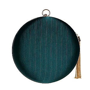 Tanpell Women's Evening Bags Tassel Pendant Silk Clutch Bag for Formal Party Bridal Wedding Green