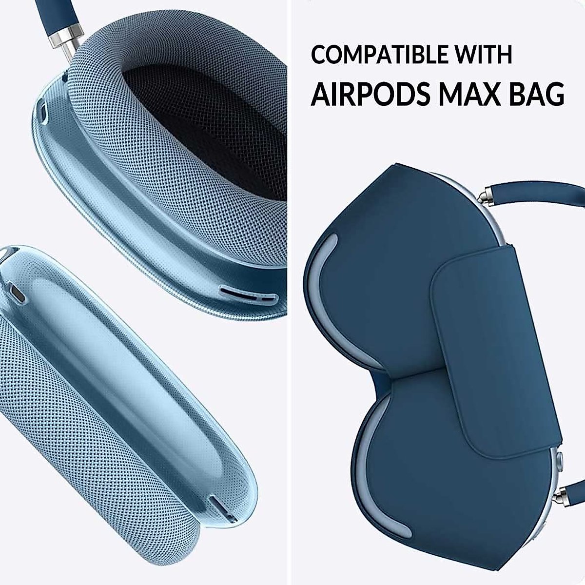 Custom Name & Initial Crystal Clear Case for Apple AirPod Max，Thin Customized Signature Transparent Protective Ear Cup Covers (Clear Blue)