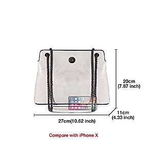 FOXLOVER Cow Leather Tote Bags for Women Large Capacity Handbag Women’s Shoulder Bag Purse Ladies Casual Multiple Compartments Hobo Bags (White)