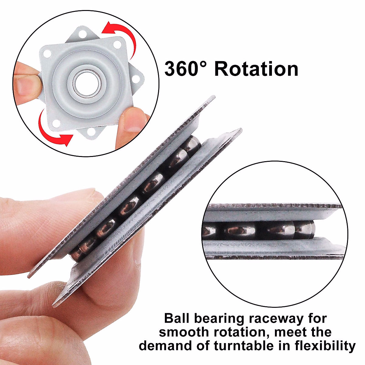 S SYDIEN 5Pcs 2 Inch Square Lazy Susan Turntable Bearings Kitchen Hardware Swivel Plate Galvanized Steel Rotating Bearing Plate for Kitchen, Painting, Makeup Holder