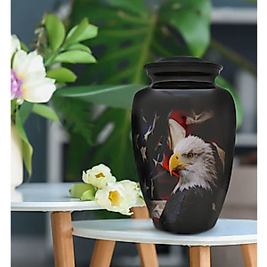 Honorary Memorials Patriotic Hearts Eagle Urn for Human Ashes | American Flag Cremation Urn for Adults, Cremation Urn for Veteran, Cremation Urns Medium Size, Handmade Funeral Urns with Velvet Bag