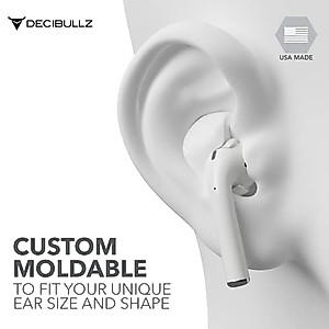 Decibullz Custom Moldable Covers and Ear Hooks, Universal Earbuds Accessory, Compatible with Apple AirPods(r) and EarPods