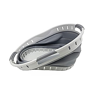 SAMMART 25L (6.6 gallon) Collapsible Plastic Laundry Basket - Foldable Pop Up Storage Container/Organizer - Portable Washing Tub - Space Saving Hamper/Basket (1, Grey)